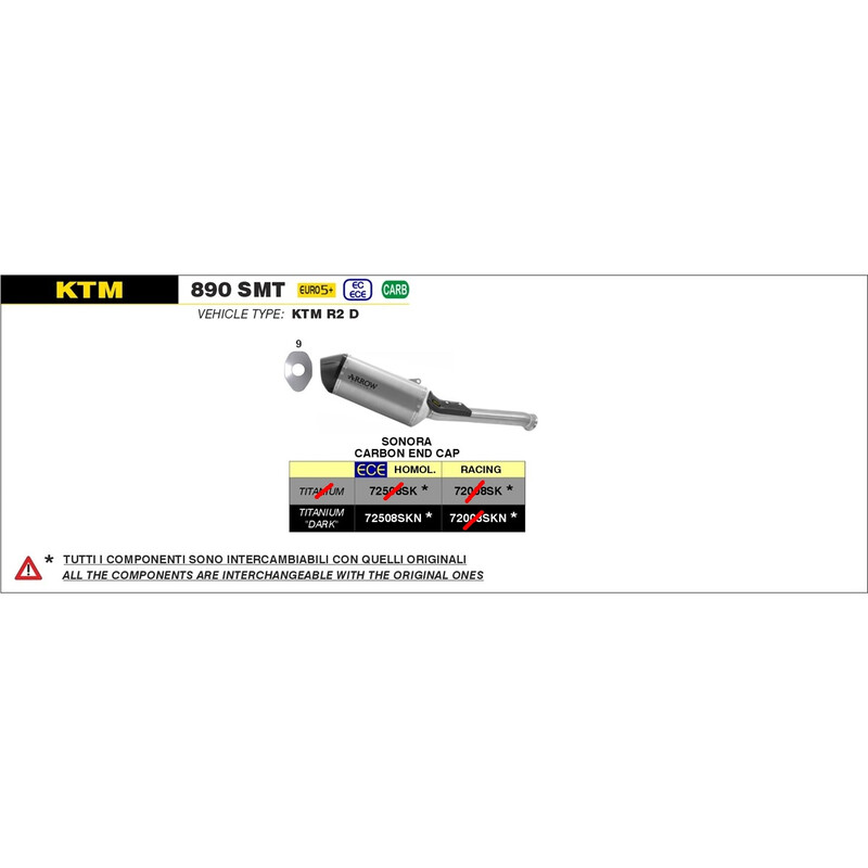 TERMINALE DI SCARICO ARROW SONORA KTM 890 SMT 2024-2026 (EURO 5 ...