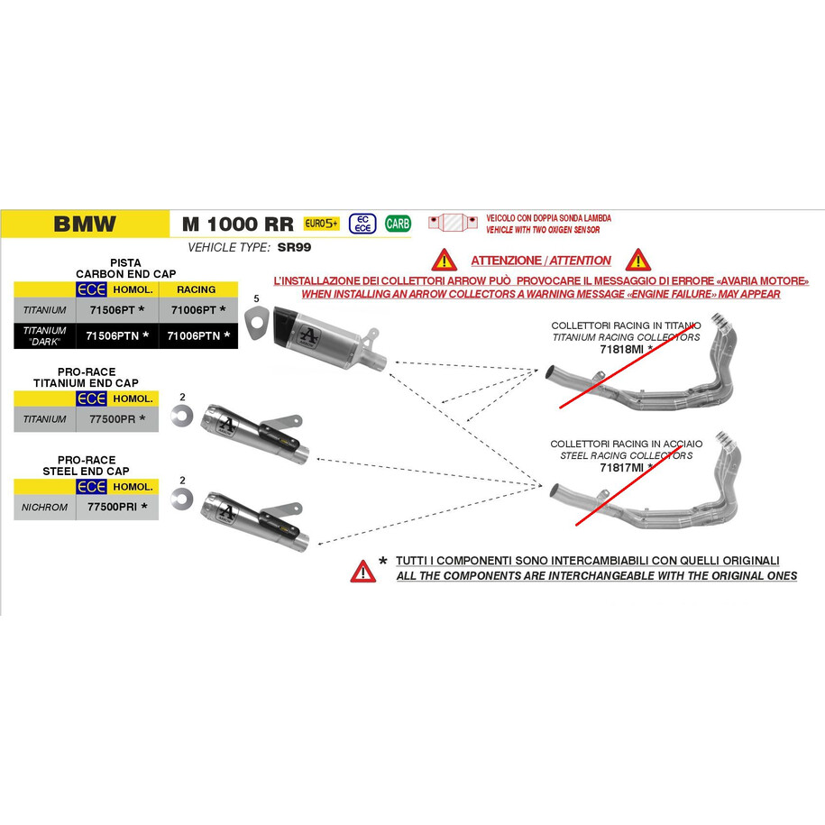 ARROW PRO-RACE EXHAUST BMW M 1000 RR 2025-2026 (EURO 5+), STEEL ...